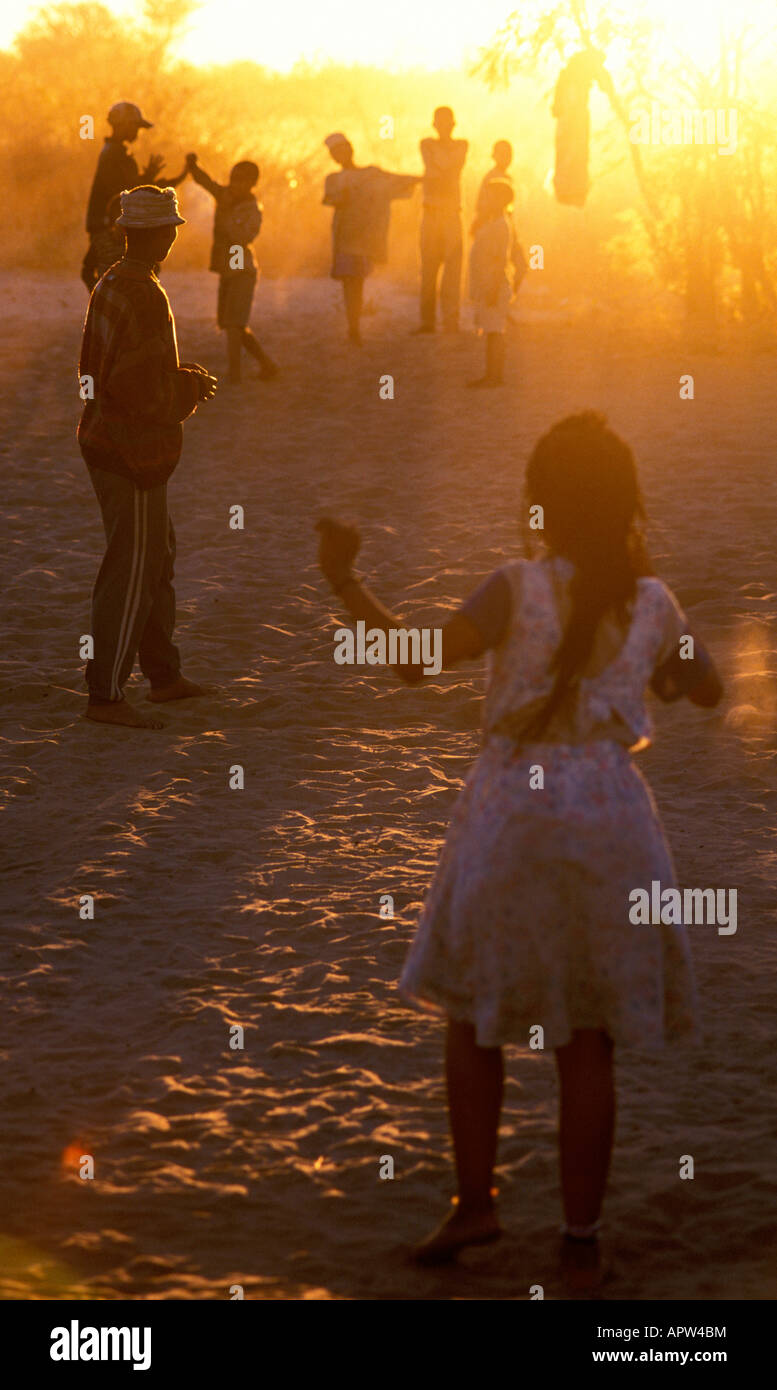 Bushman children playing in the sand Den ui village Bushmanland Namibia ...