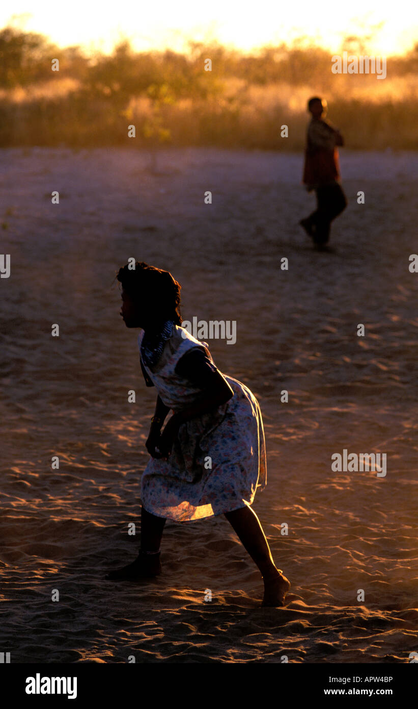 Bushman children playing in the sand Den ui village Bushmanland Namibia ...
