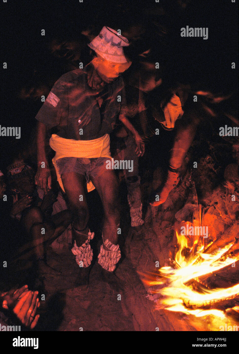Trance dances of the Bushman San people of Den ui village Namibia Stock ...