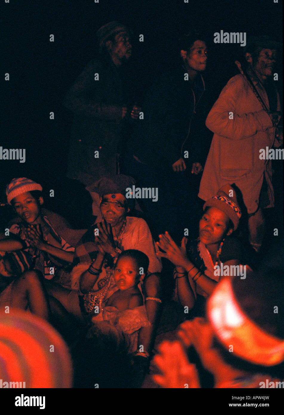 Trance dances of the Bushman San people of Den ui village Namibia Stock ...