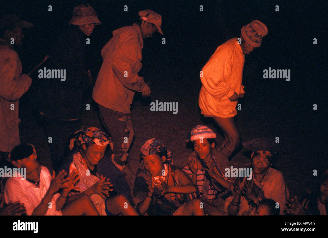 Trance dances of the Bushman San people of Den ui village Namibia Stock ...