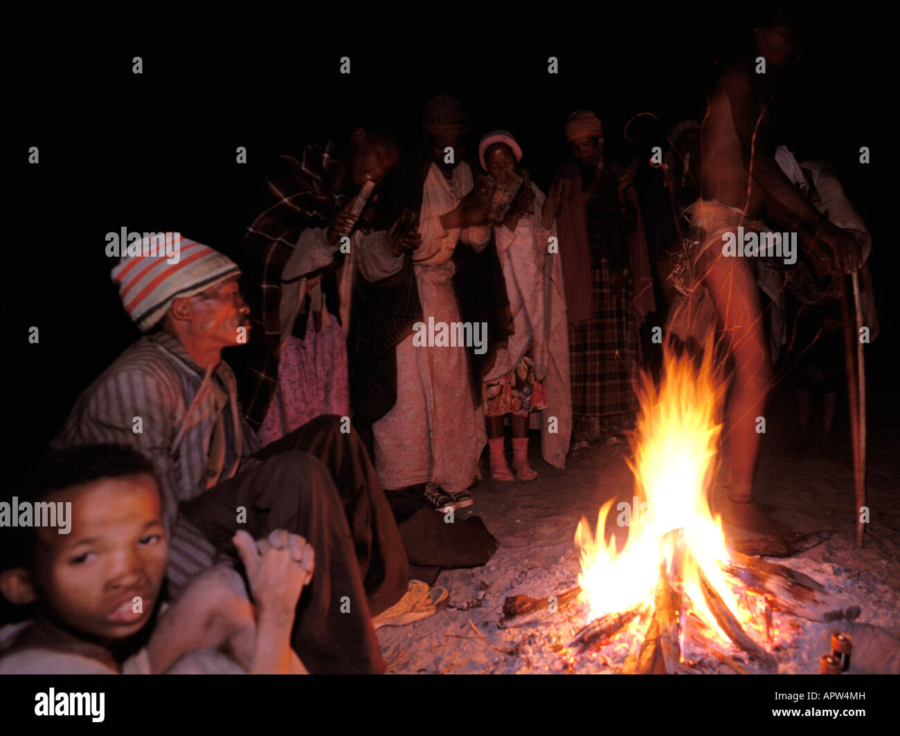 Bushmen performing trance dances in Omatako village Namibia Stock Photo ...