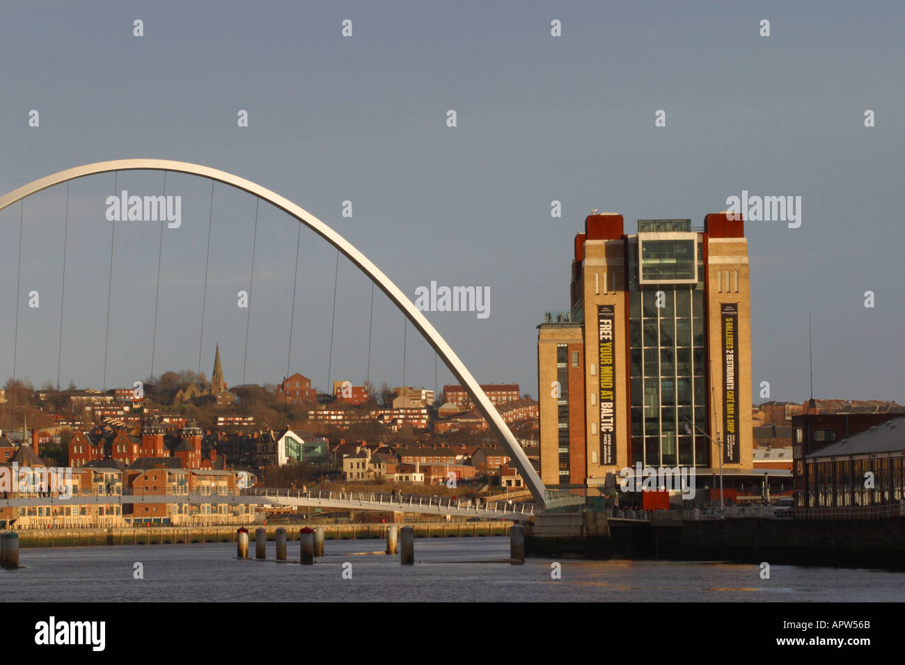 Newcastle Millennium Bridge and the Baltic art gallery museum Stock ...