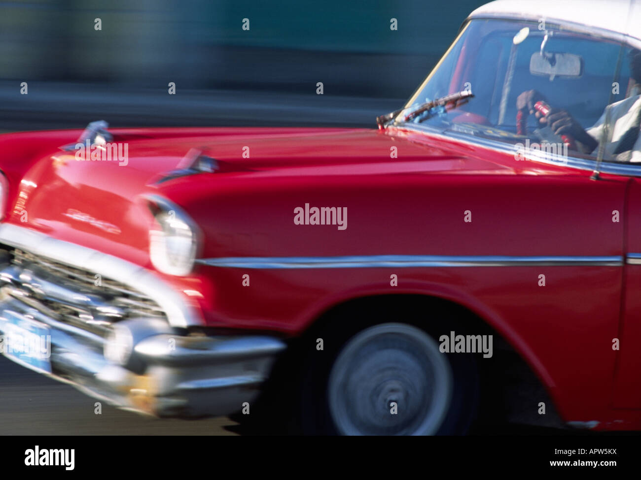 big red car cuba Stock Photo - Alamy