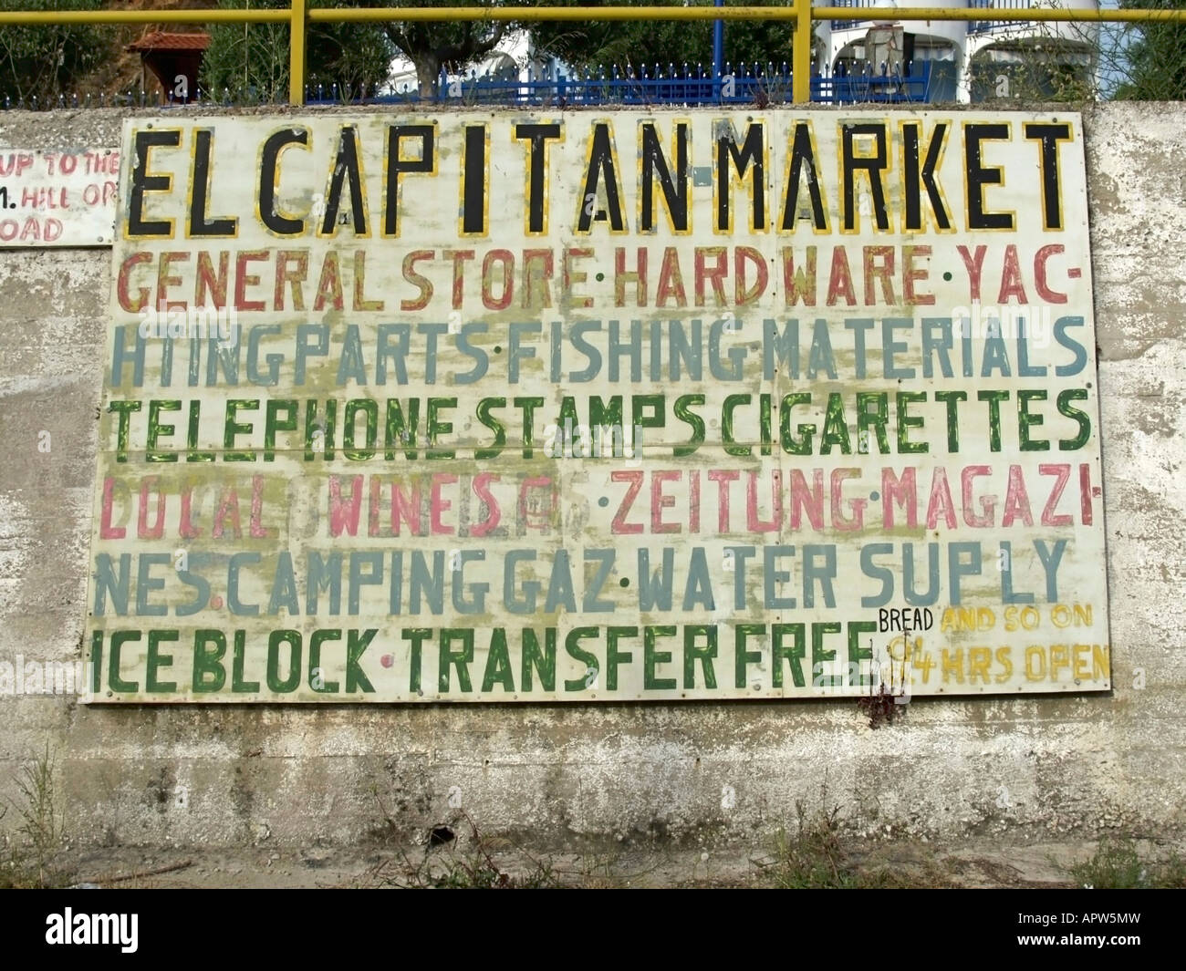 advertising sign label for super market shop for everything in Greece ...