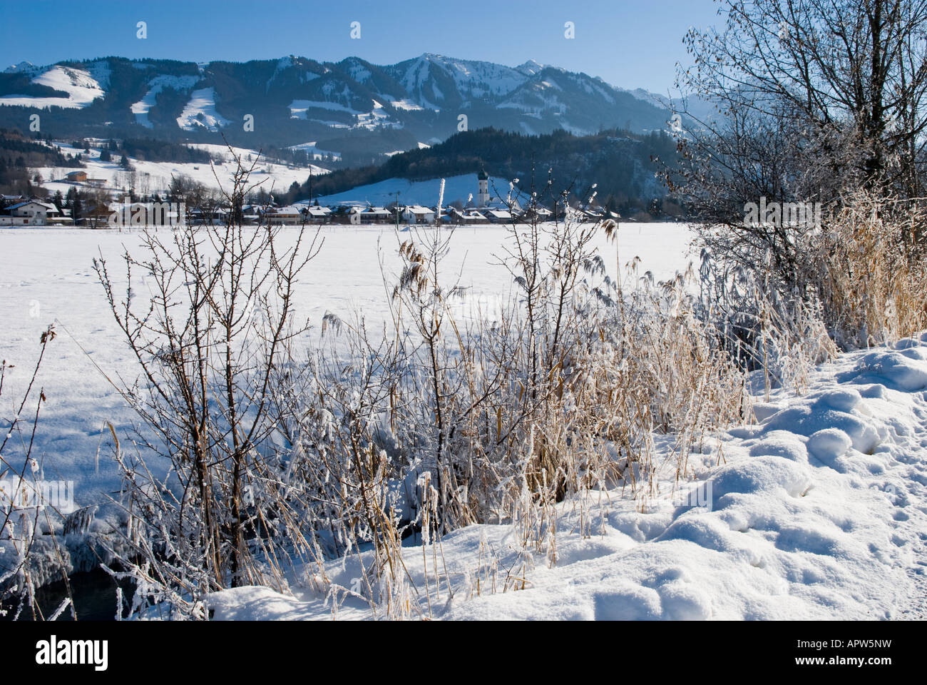 Winter landscape, between Altstaedten and Fischen Oberallgaeu Bavaria ...