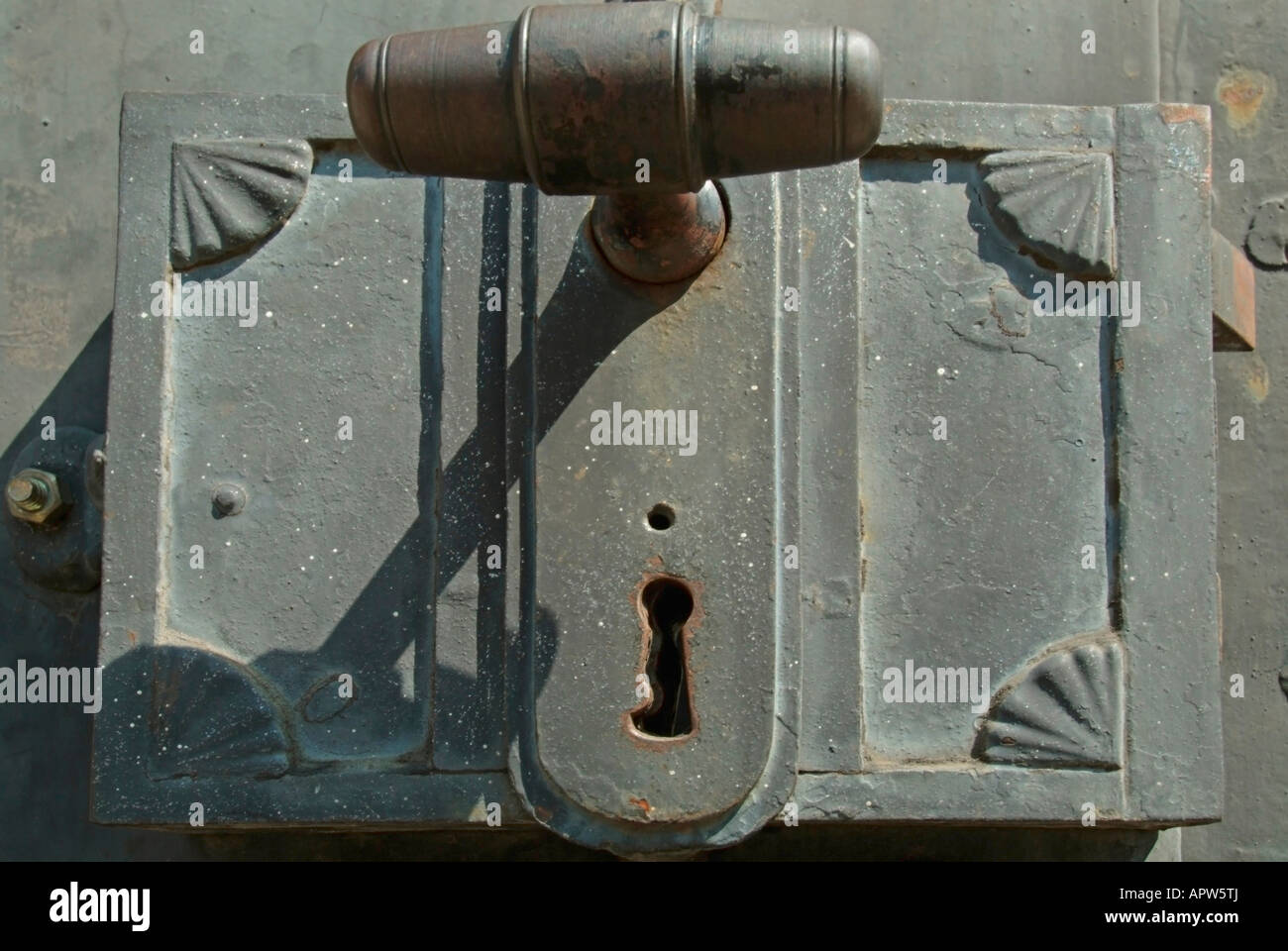 old iron lock in house door Stock Photo - Alamy