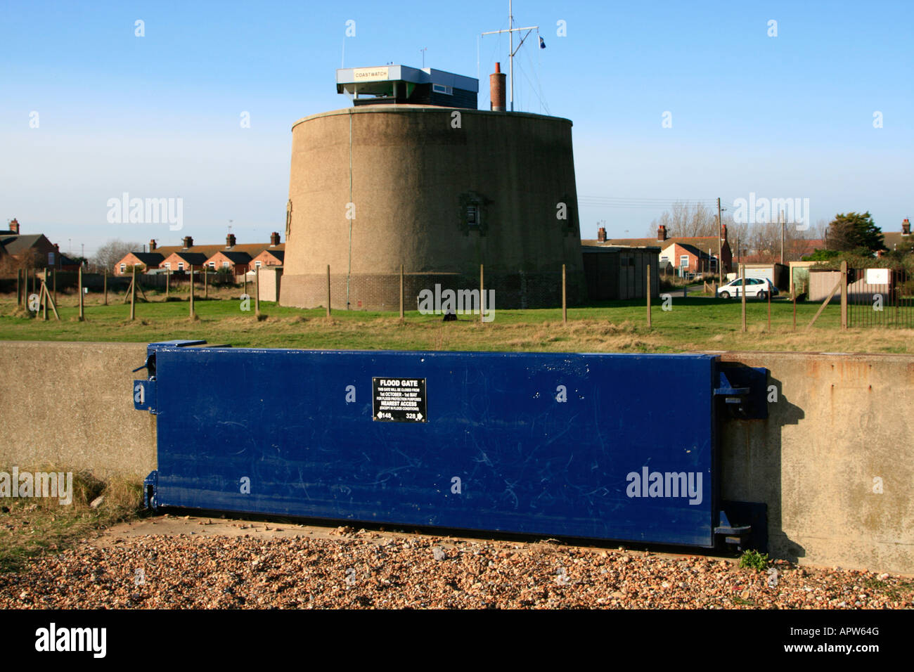 Coastwatch station at Felixstowe in a Martello Tower. Flood defence ...