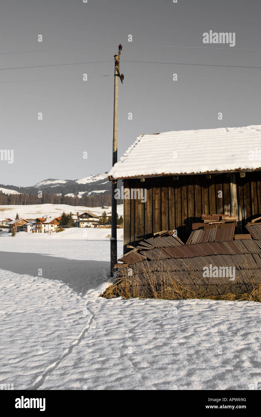 Winter landscape, between Altstaedten and Fischen Oberallgaeu Bavaria ...