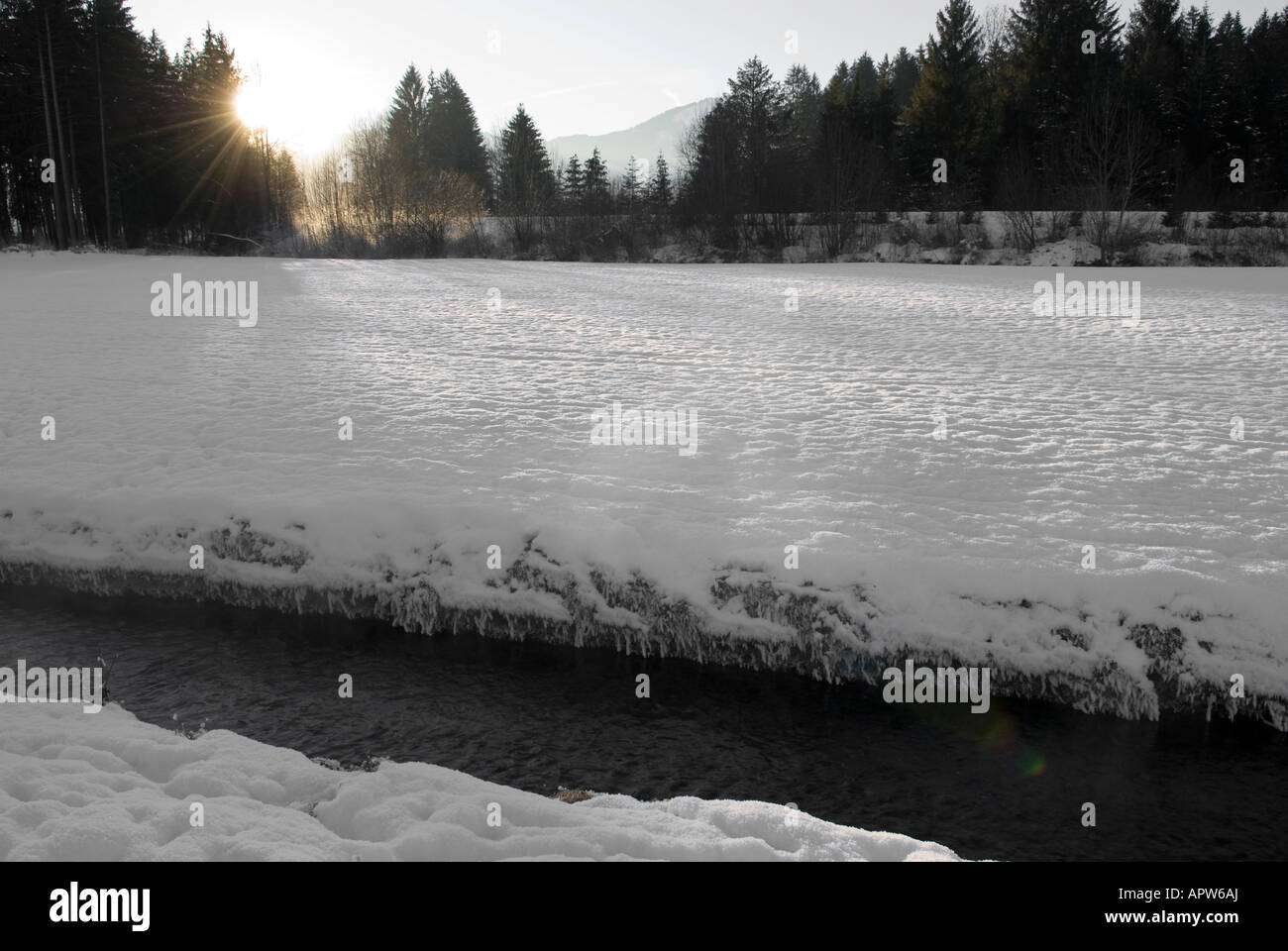 Winter landscape, between Altstaedten and Fischen Oberallgaeu Bavaria ...
