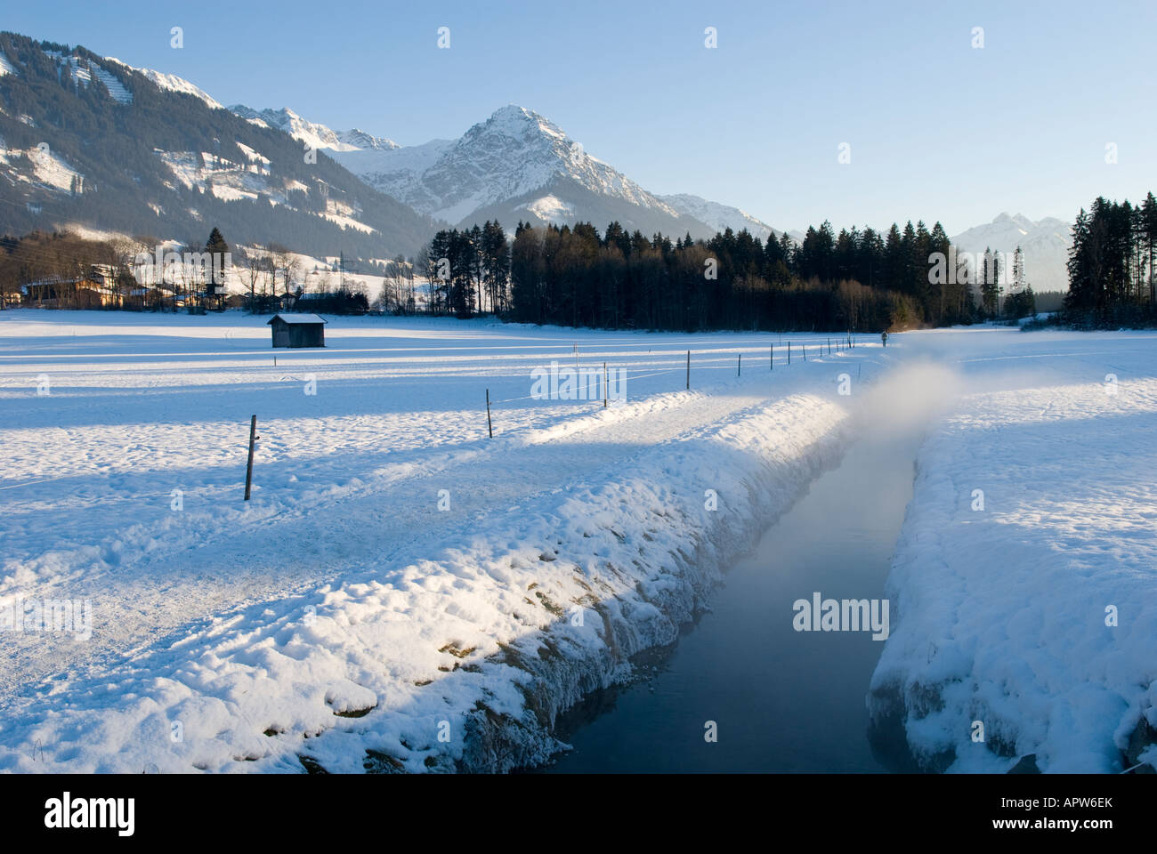 Winter landscape, between Altstaedten and Fischen Oberallgaeu Bavaria ...