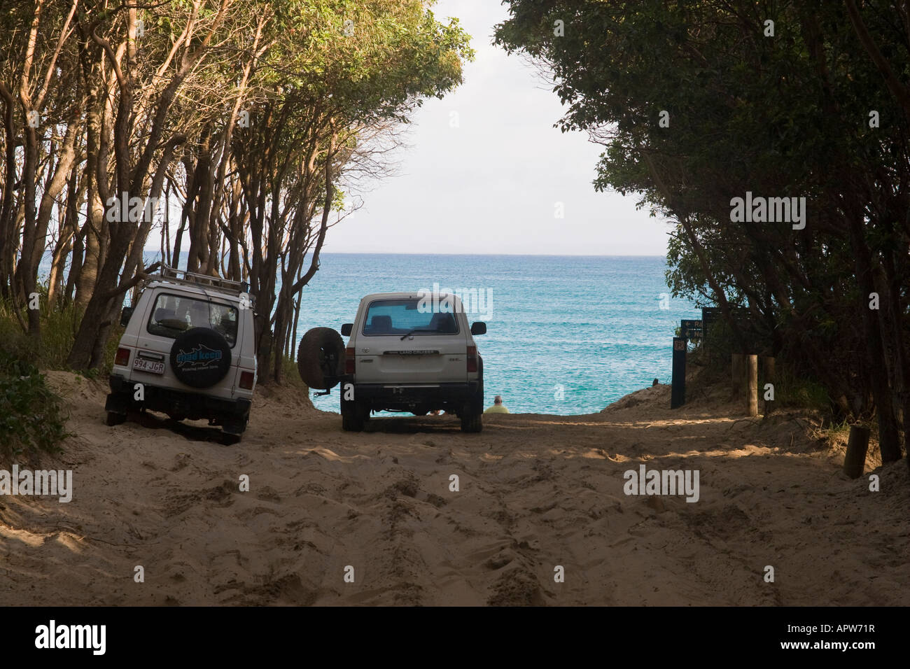 4WD vehicles at Teewah Beach, Double Island Point, Sunshine Coast ...