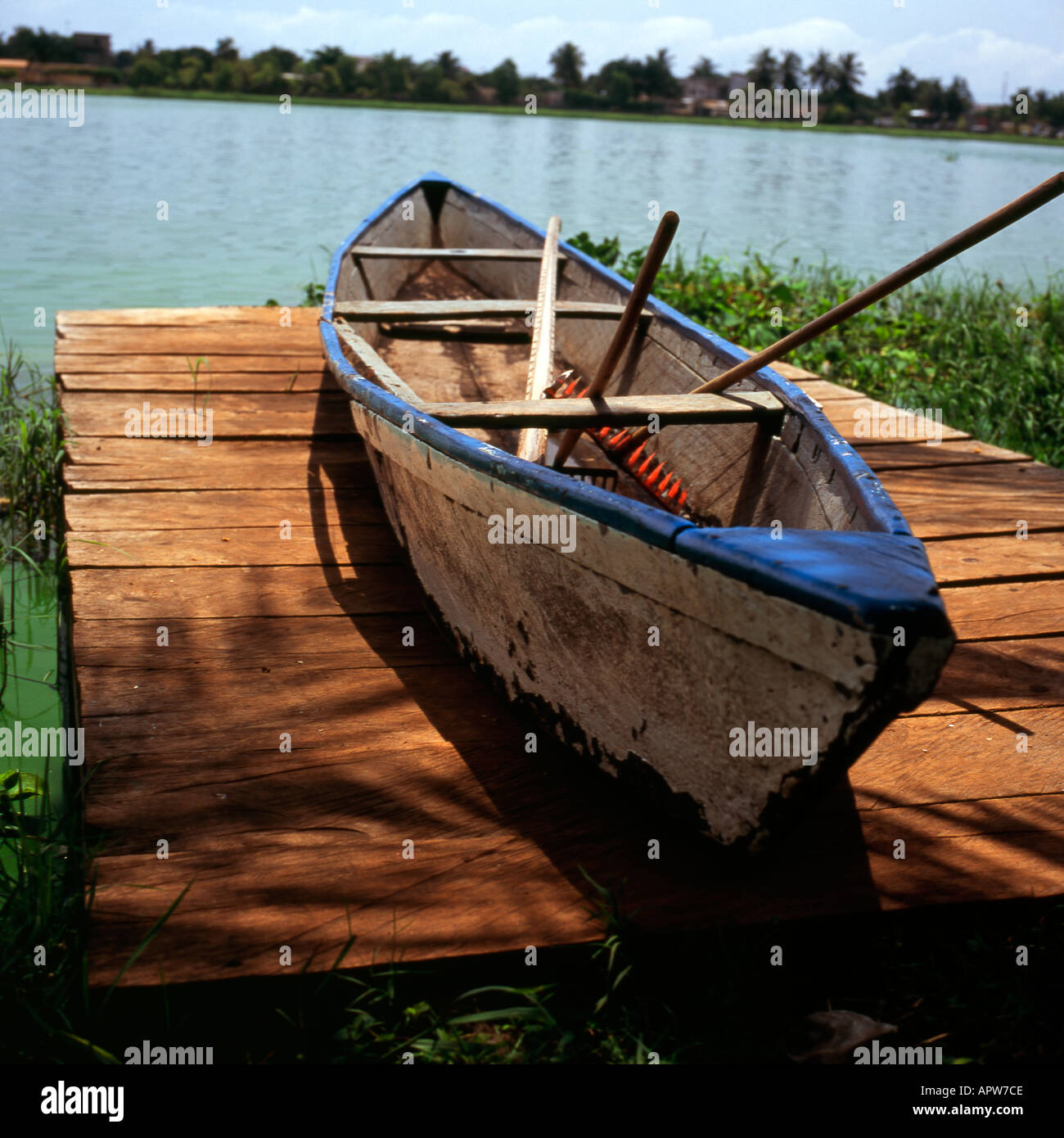 Rowing boat at Lac Be Lome Togo West Africa Stock Photo - Alamy