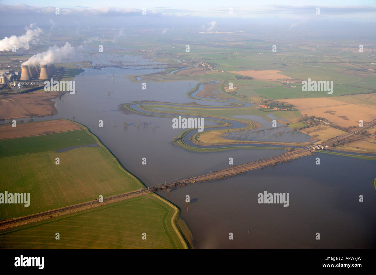 Flooding River Aire, south of Selby, North Yorkshire, England Stock ...
