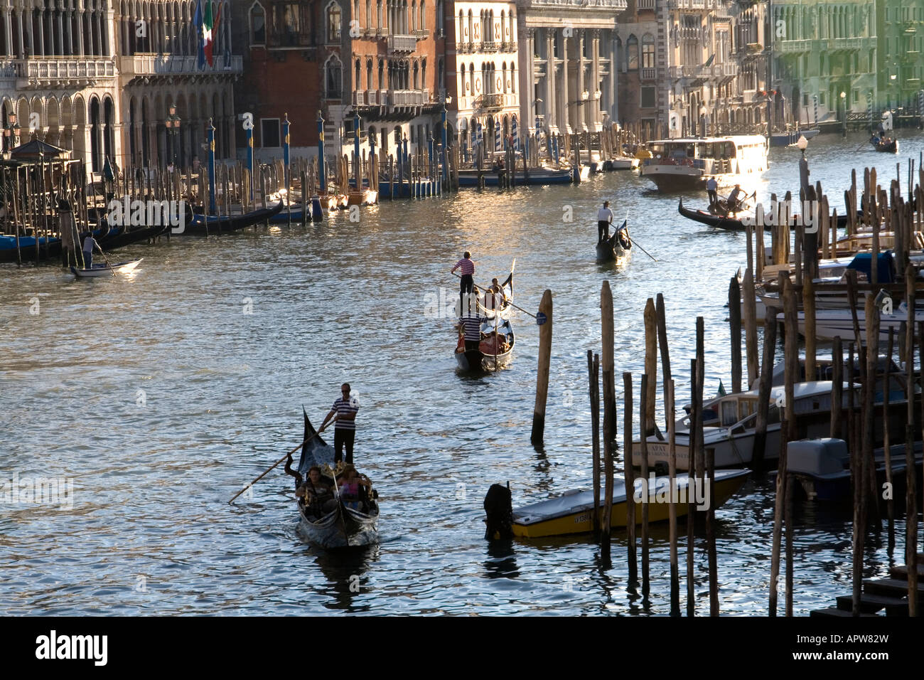 Gondolas on the busy Grand Canal (02), Venice, Italy Stock Photo - Alamy