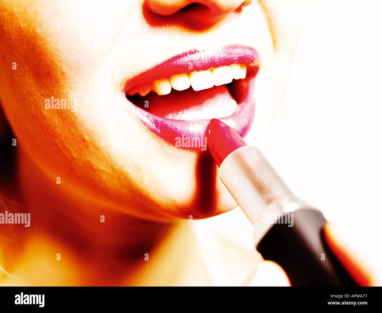 Woman beauty red lip stick hi-res stock photography and images - Alamy
