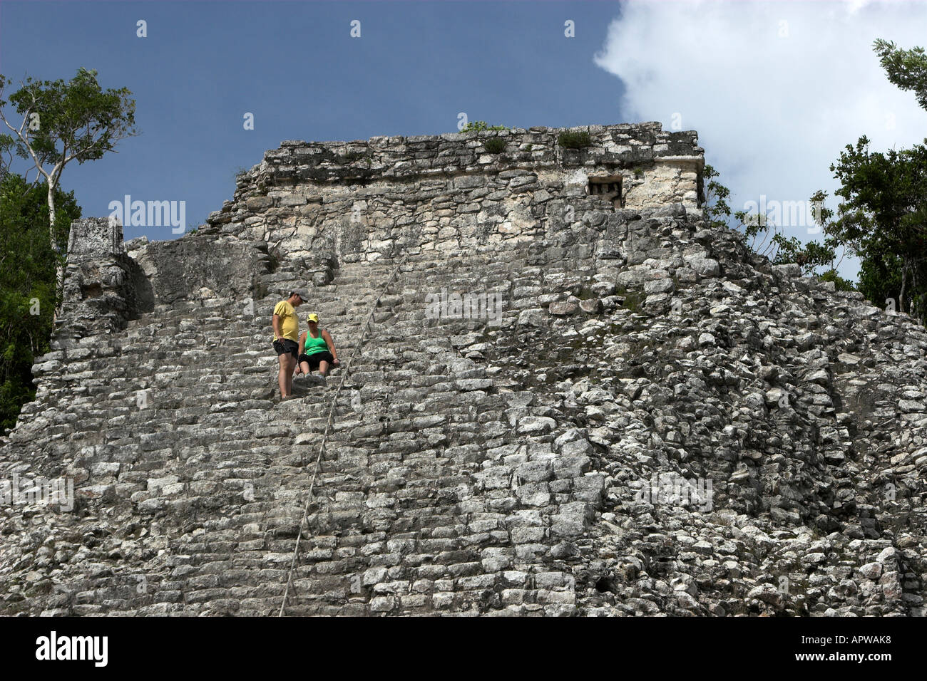 Nohoch Mul Great Pyramid Coba Mayan jungle ruins Mexico Stock Photo - Alamy