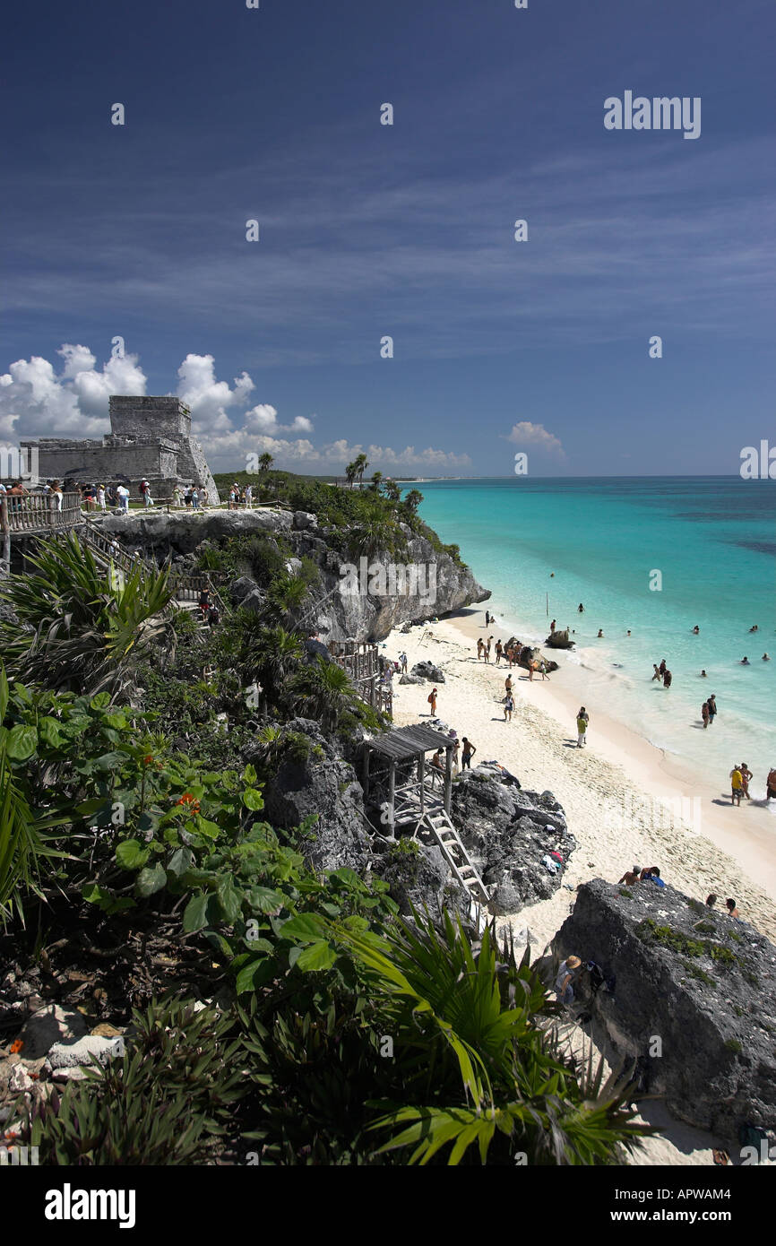 Tulum Mayan ruins above beach Mexico Stock Photo - Alamy