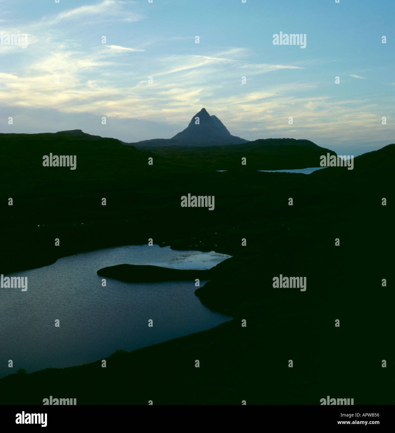 Suilven at sunset, seen from the east, Sutherland, Highland Region ...