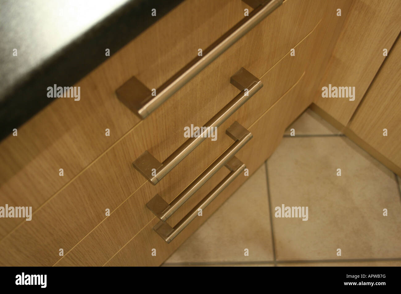 Kitchen Draw Handles Stock Photo - Alamy