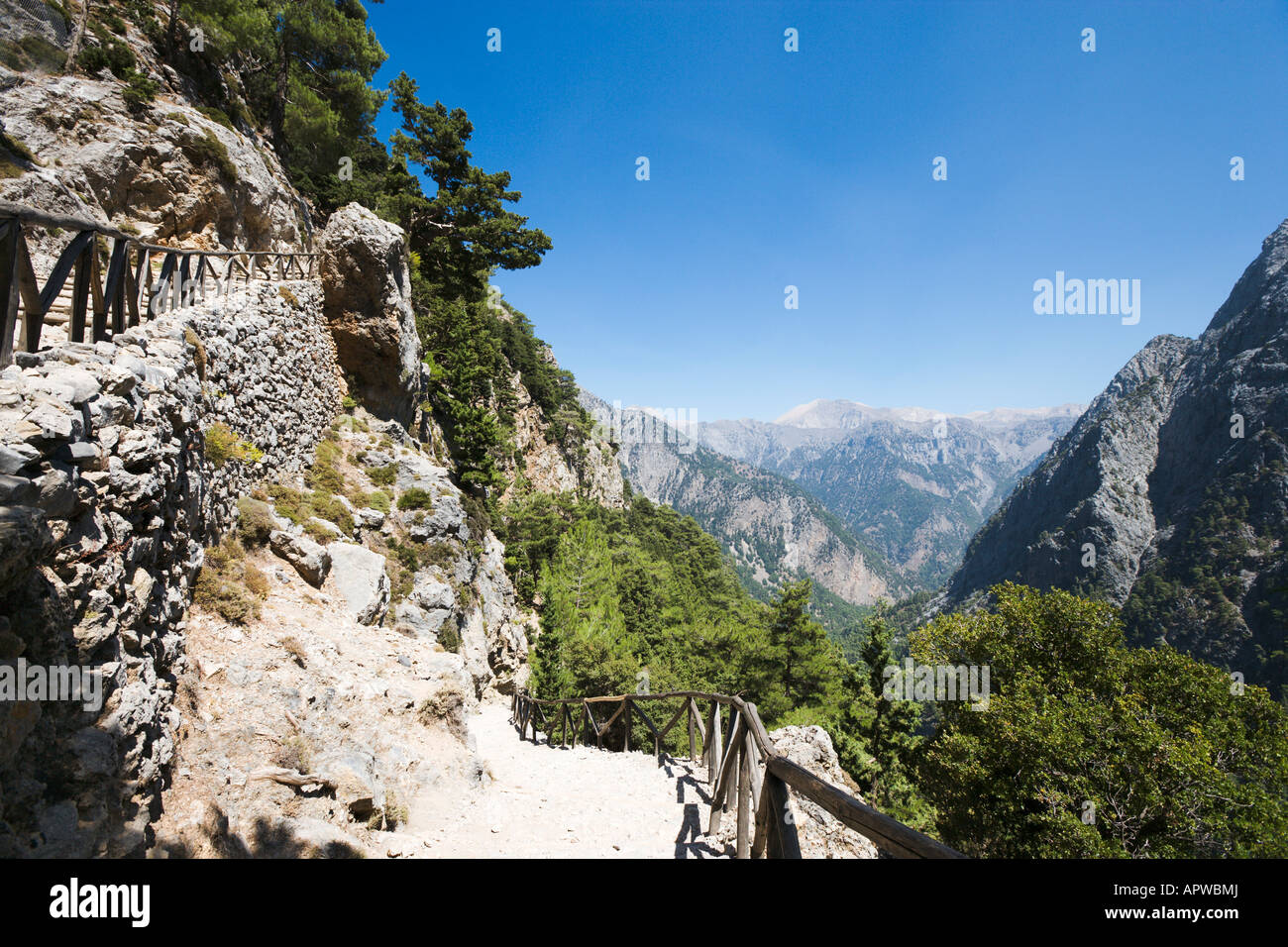View from steps leading down to the Gorge, Samaria Gorge National Park ...