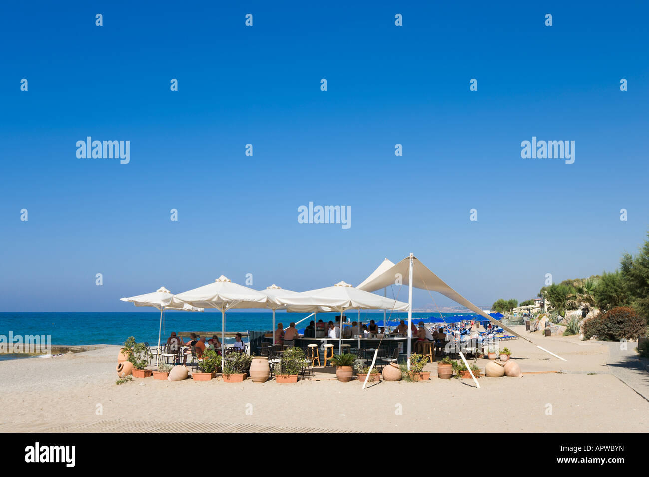 Beach Bar outside Rithymna Beach Hotel ,Platanes, Rethimnon, North West ...