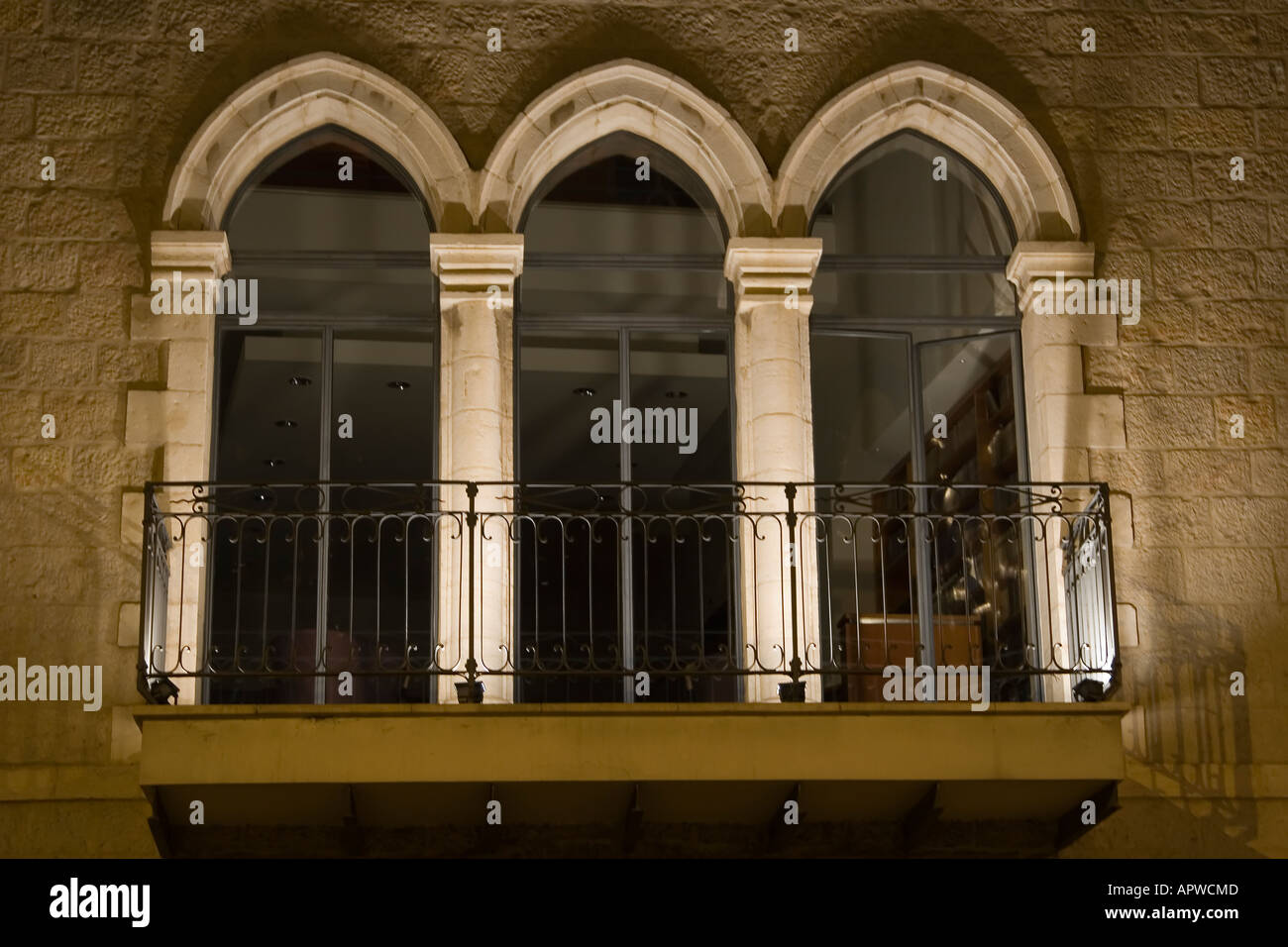 Stock photo of a balcony with a three arch window in typical oriental ...