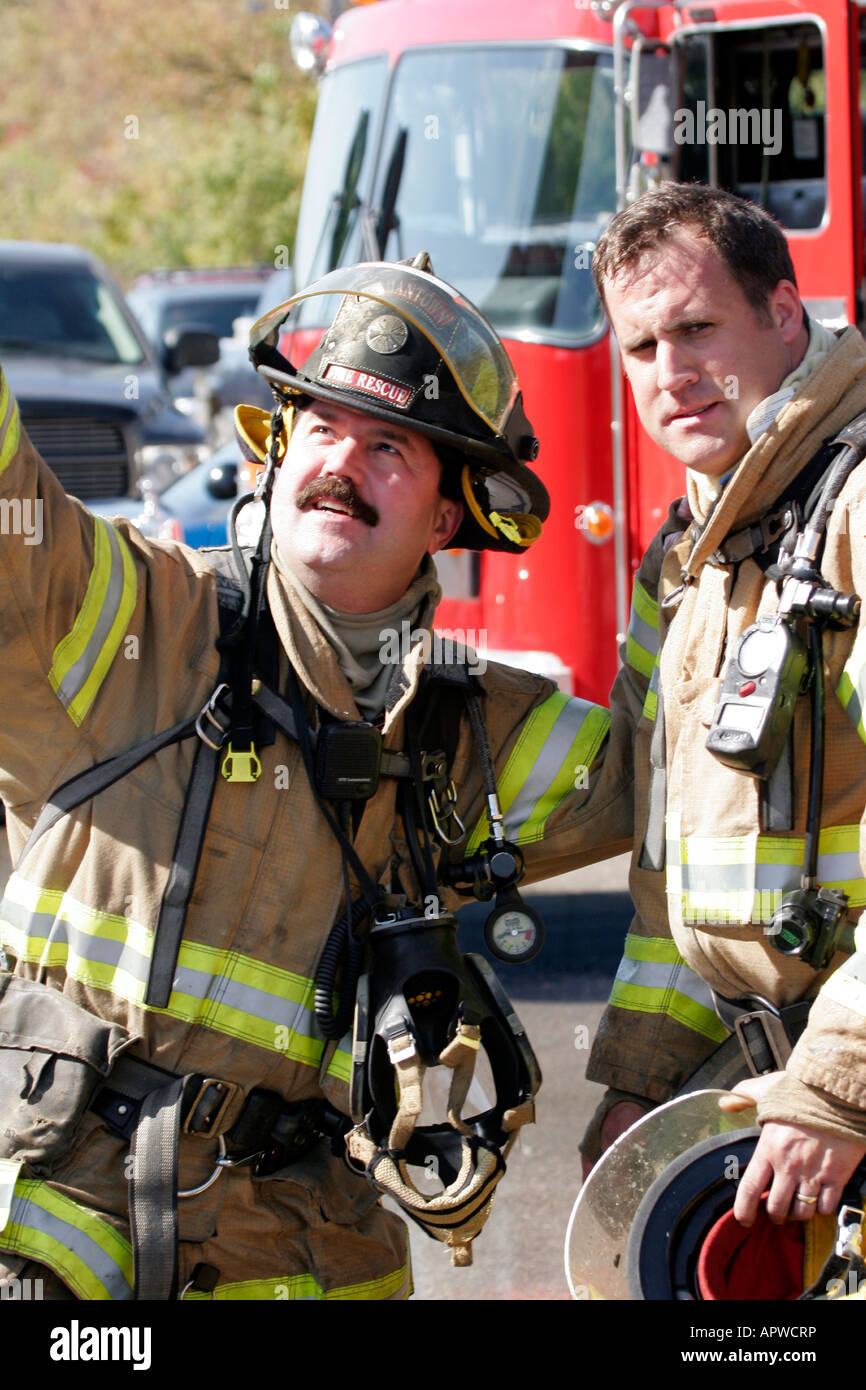 Two American firefighters from the Germantown Fire Department posing in ...