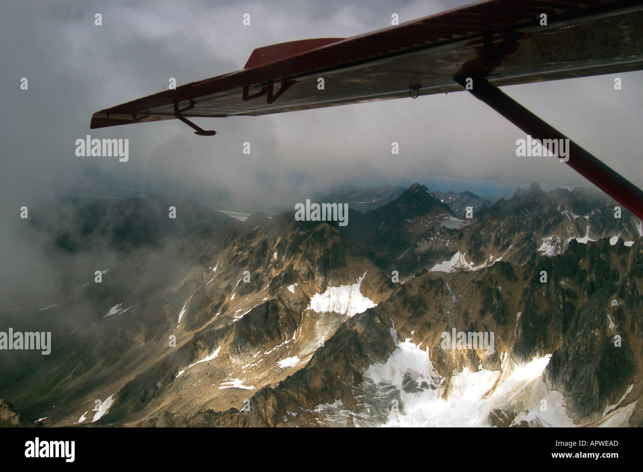 bush plane over Alaska Range Stock Photo - Alamy