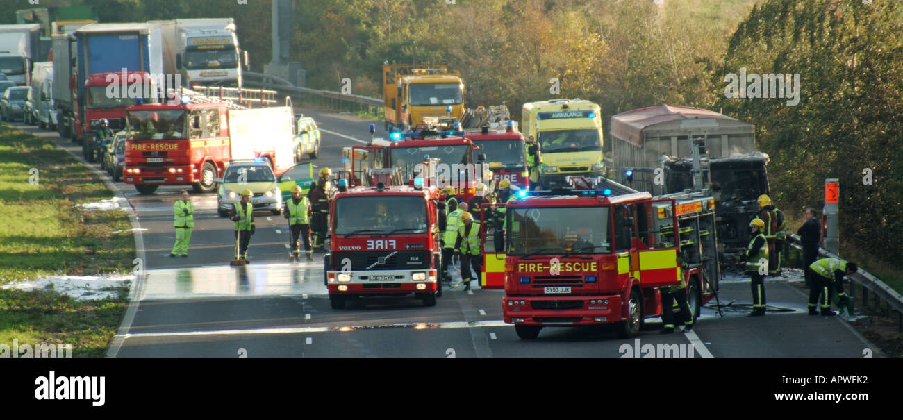 Close up view from above fire brigade ambulance & police emergency ...