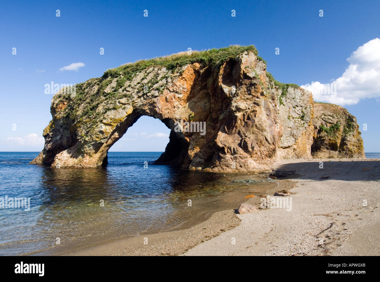 Coastal rock formations at Cape Velikan on Sakhalin Island Russia Stock ...