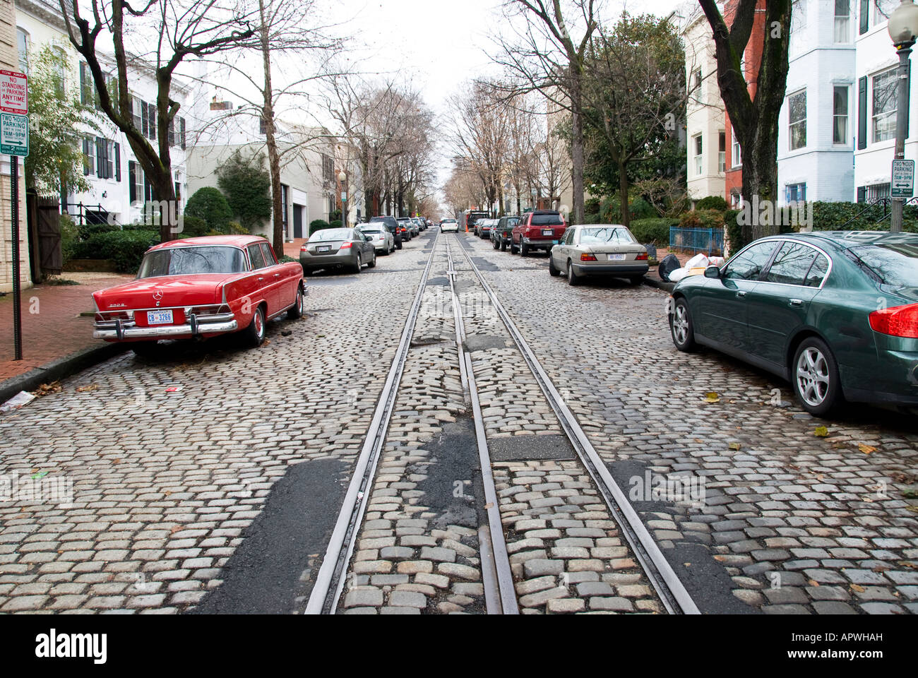 Georgetown Cobblestone Street Tram Tracks Washington DC // WASHINGTON ...