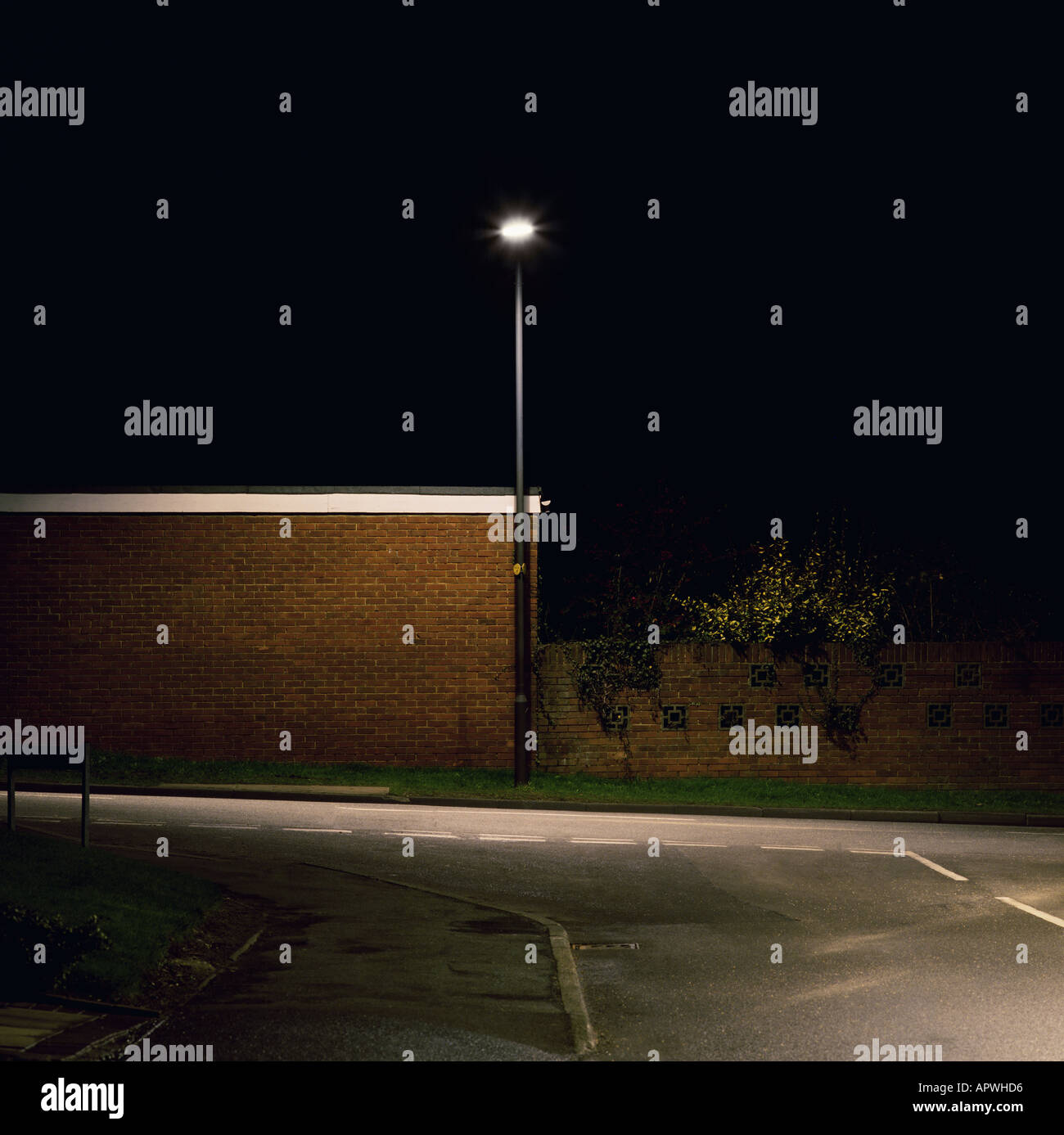 Suburban street at night Stock Photo - Alamy