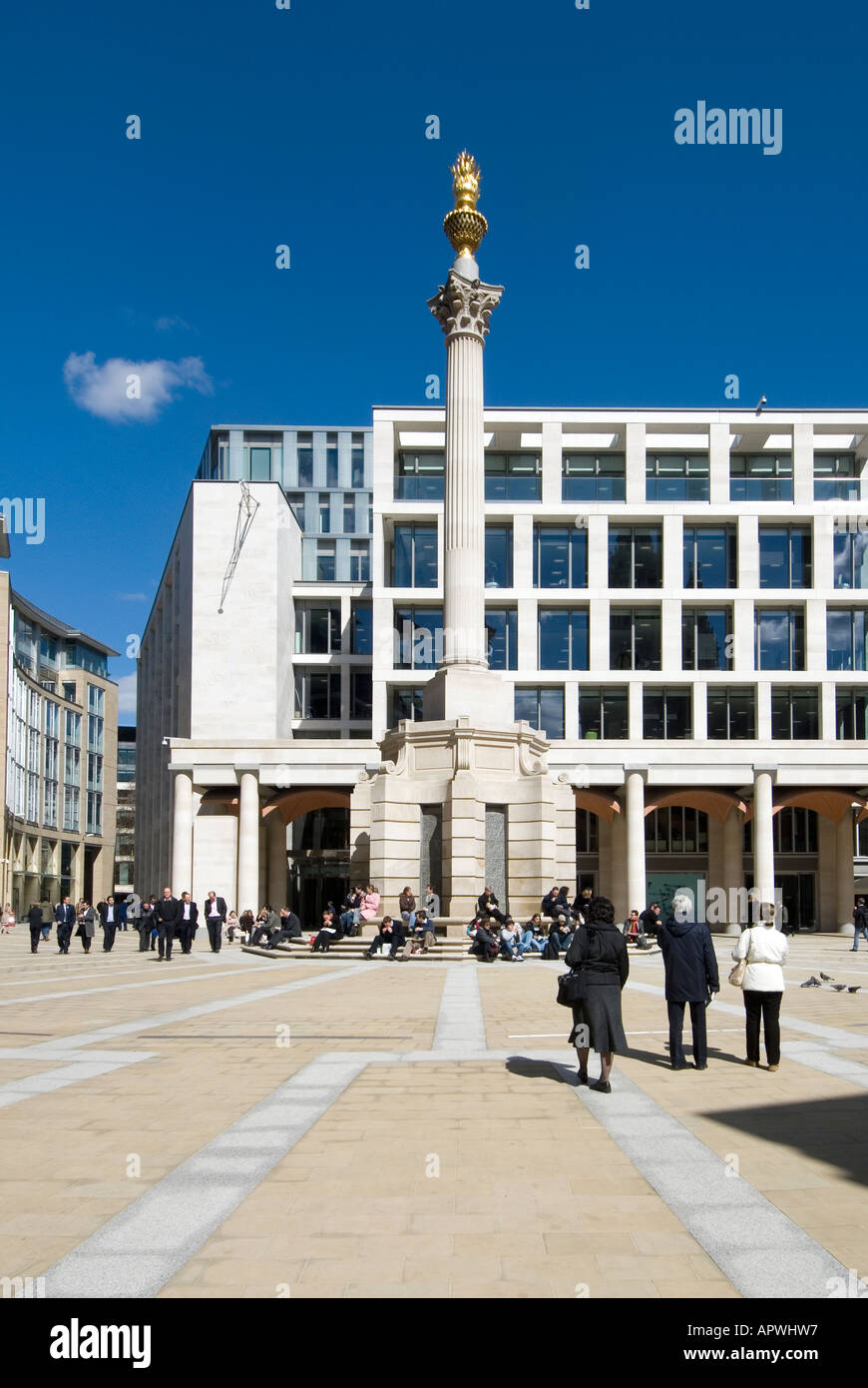 Redeveloped Paternoster Square & Portland stone Corinthian column in ...