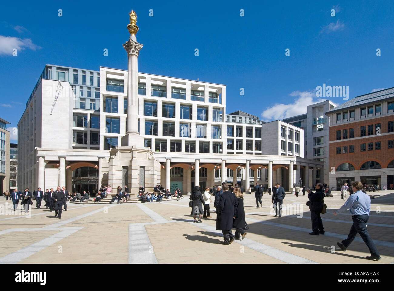 Redeveloped Paternoster Square & Portland stone Corinthian column in ...