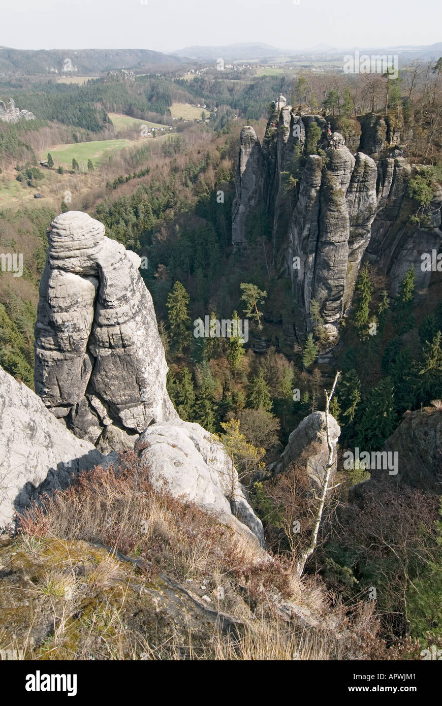 Bastei sandstone rocks Germany Saxony Stock Photo - Alamy