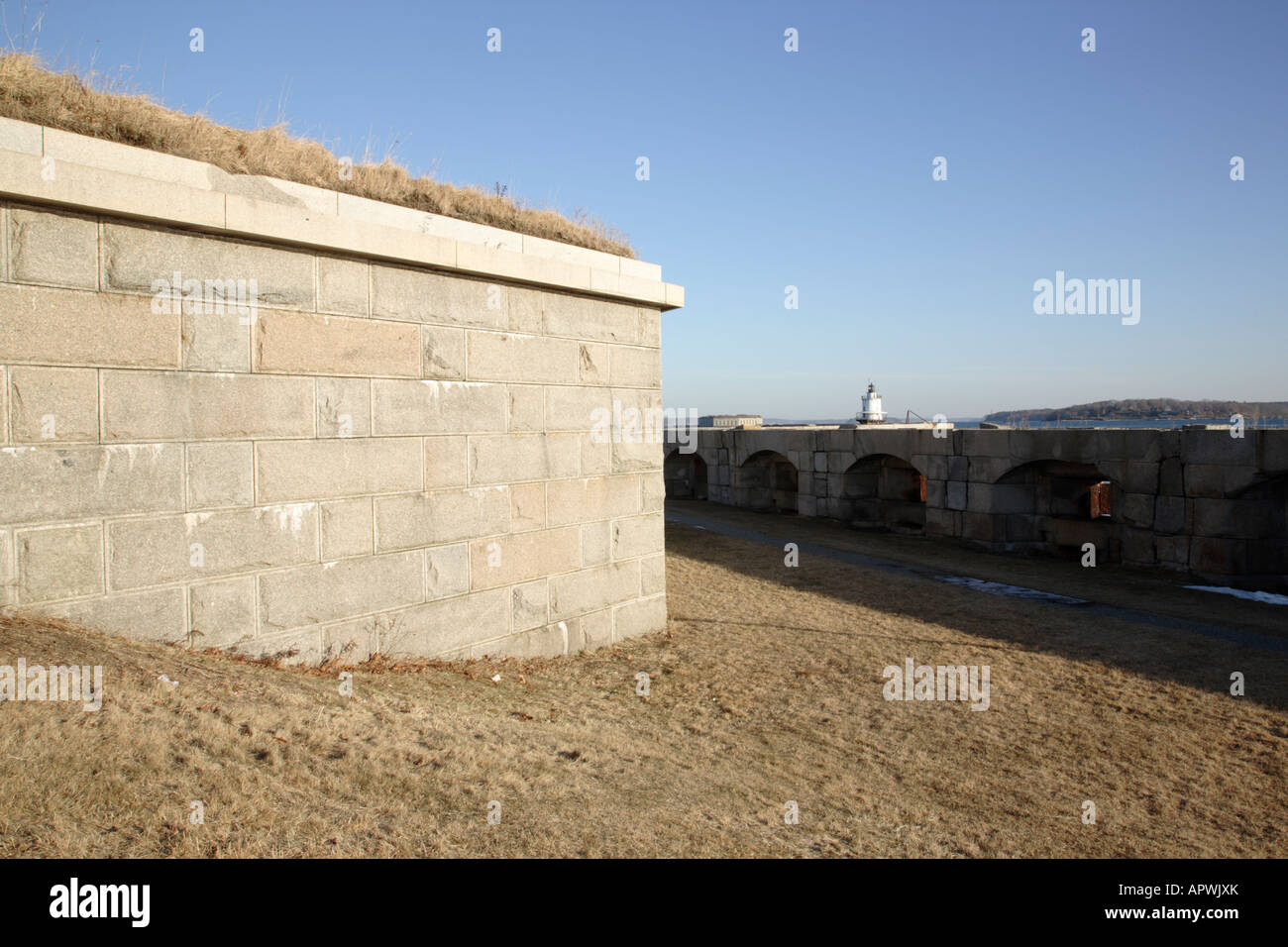 Spring Point Ledge Light at Fort Preble during the winter months ...