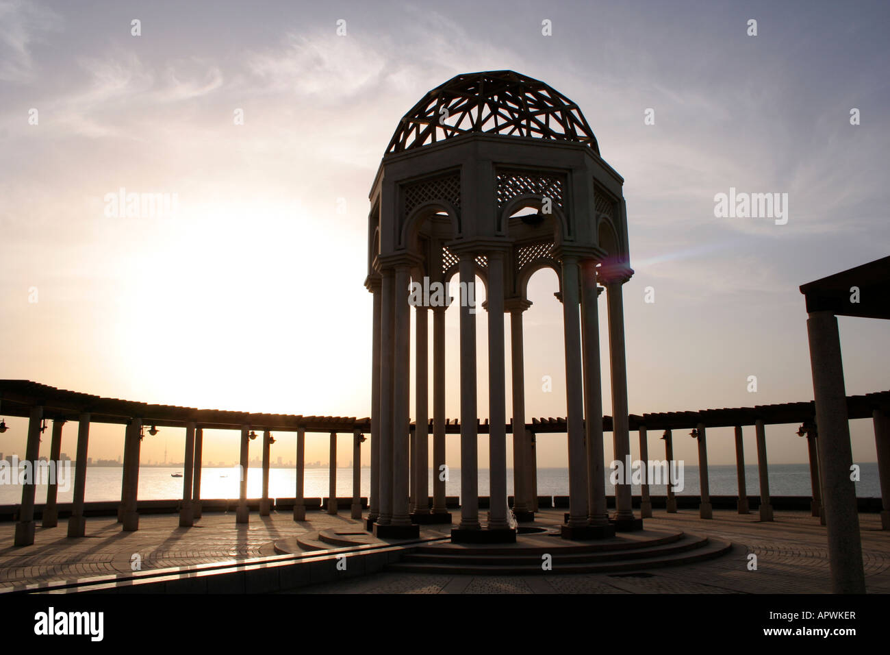 outdoor silhouette kuwait gulf arabian dome wooden shore sunset middle ...