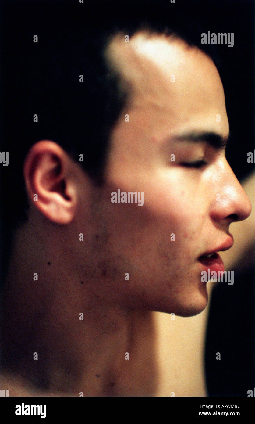 Profile of man with eyes closed Stock Photo - Alamy