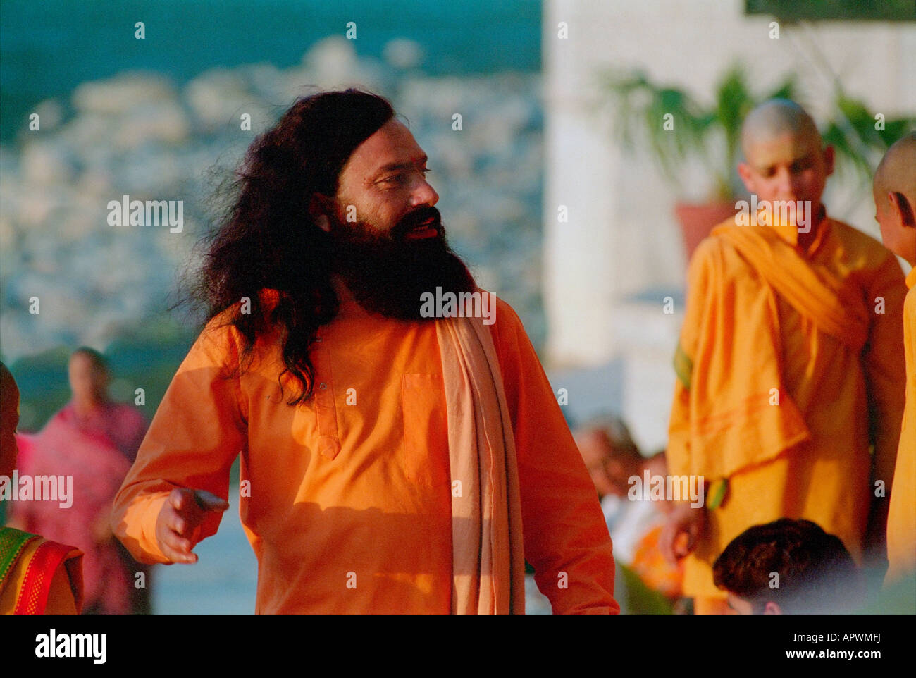 An Indian holy guru and religious leader with disciples Stock Photo - Alamy