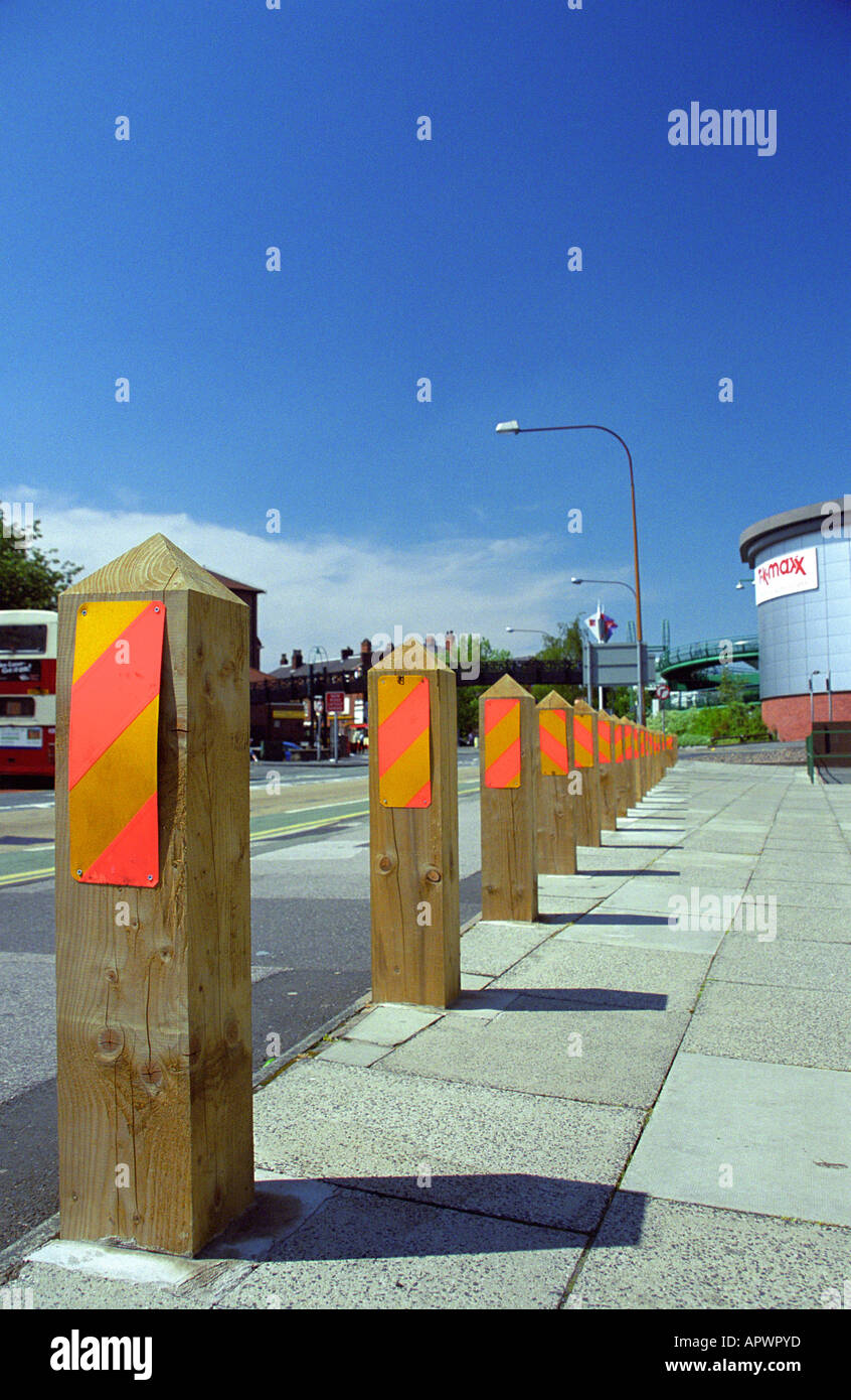Posts on Pavement, Scotland Road, Warrington, England Stock Photo - Alamy