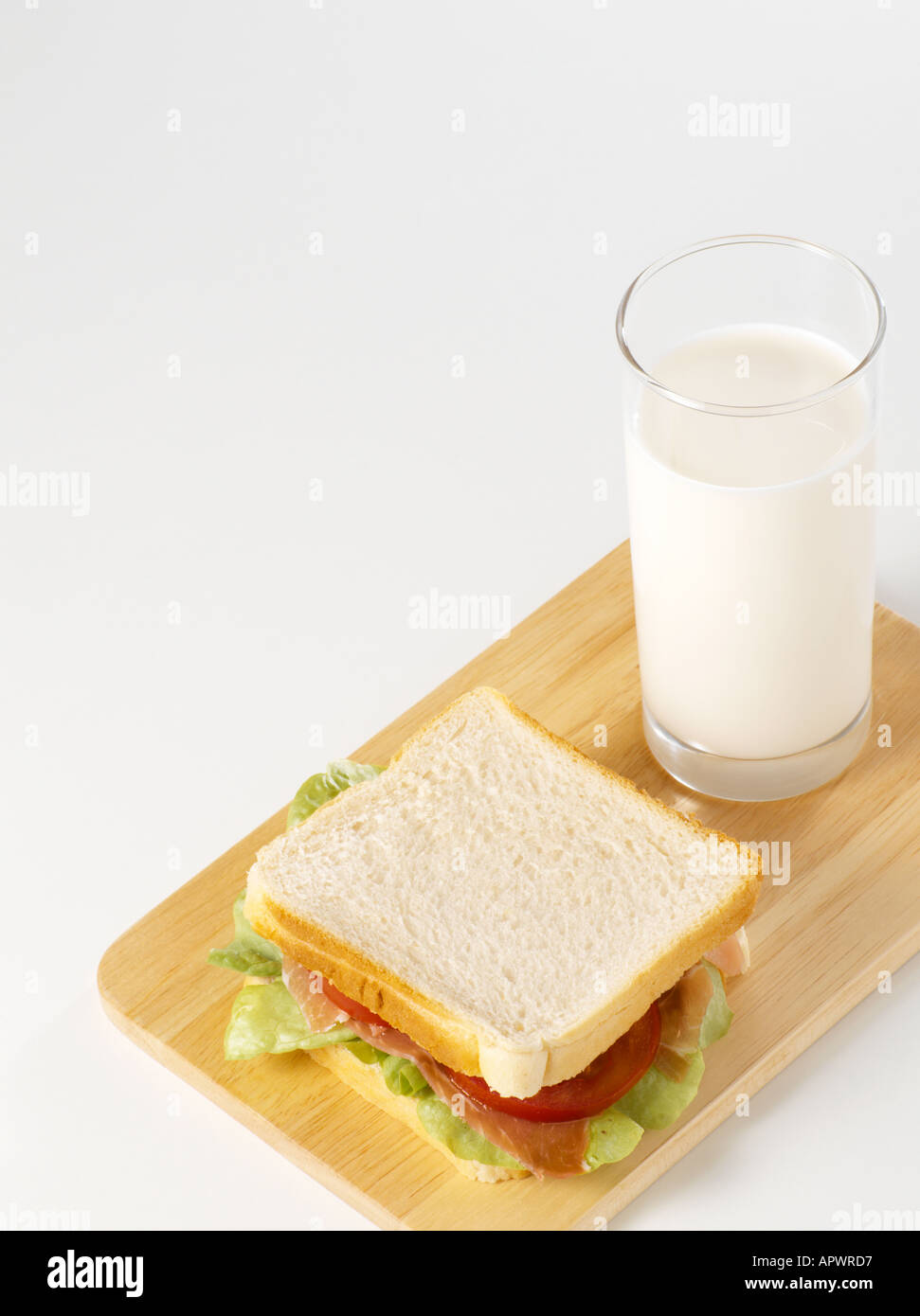 Ham sandwich and a glass of milk Stock Photo - Alamy