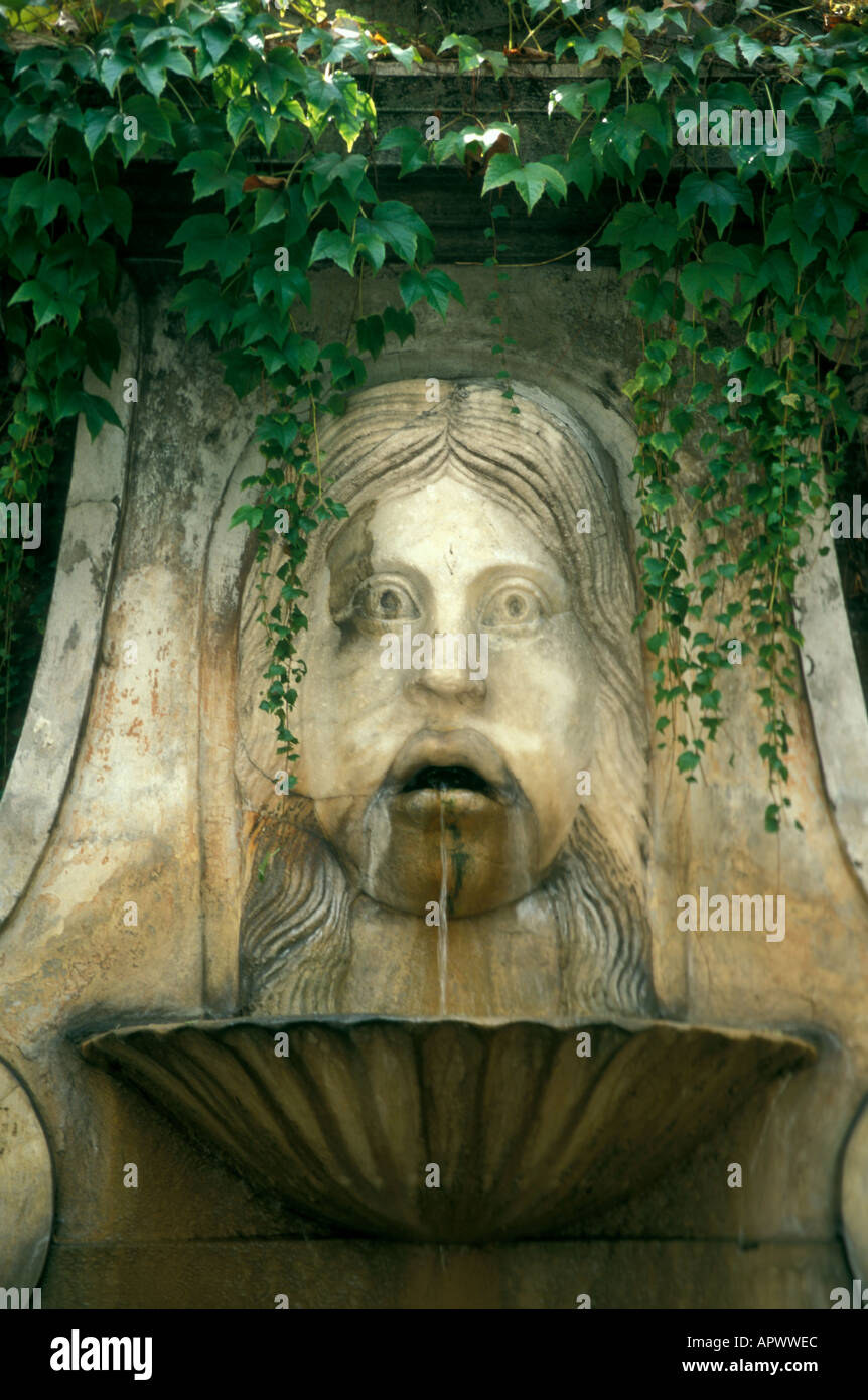 Europe Italy Rome a carved marble fountain with a human face Stock ...