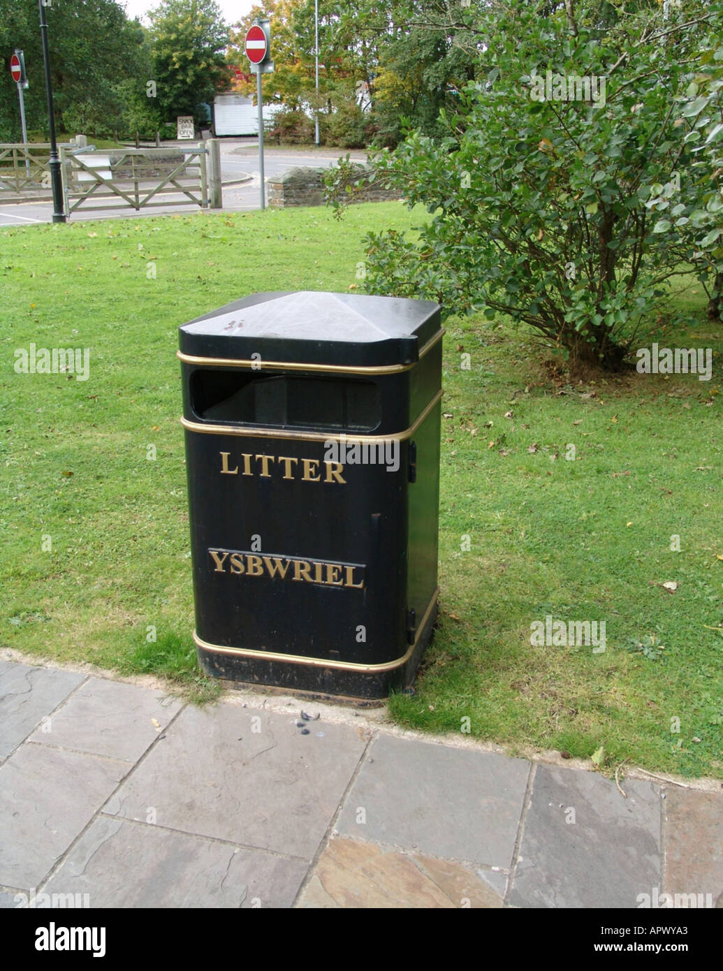 Litter bin in a visitors car park South Wales UK 2005 Stock Photo - Alamy