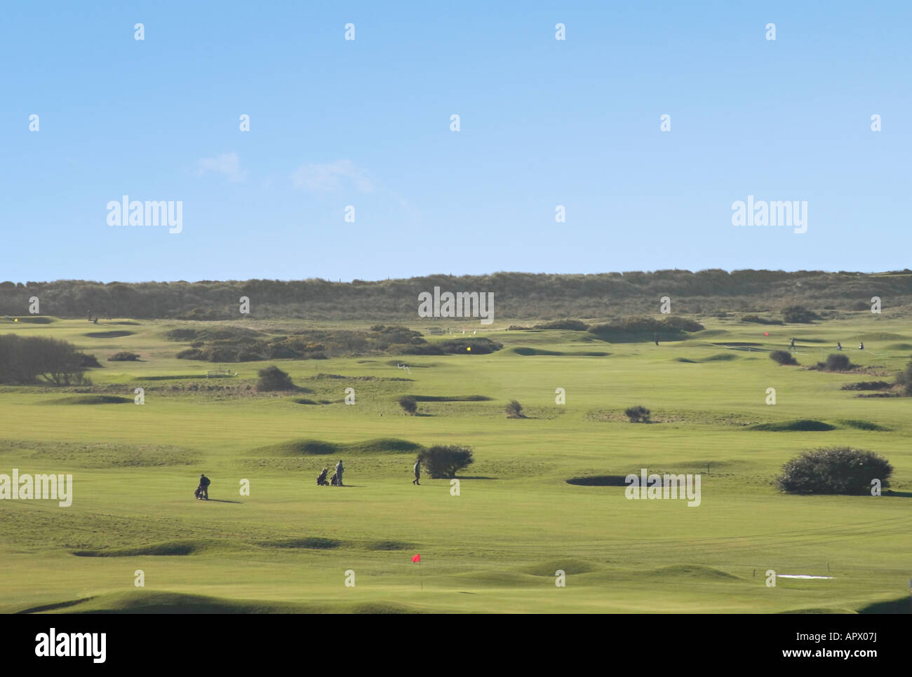 Golfers playing on Littlehampton Golf Course, Sussex, England Stock ...