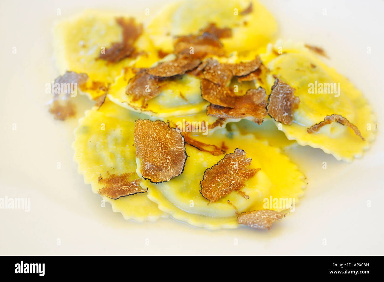 Ravioli with black truffles, Tuscan restaurant, Italy Stock Photo - Alamy