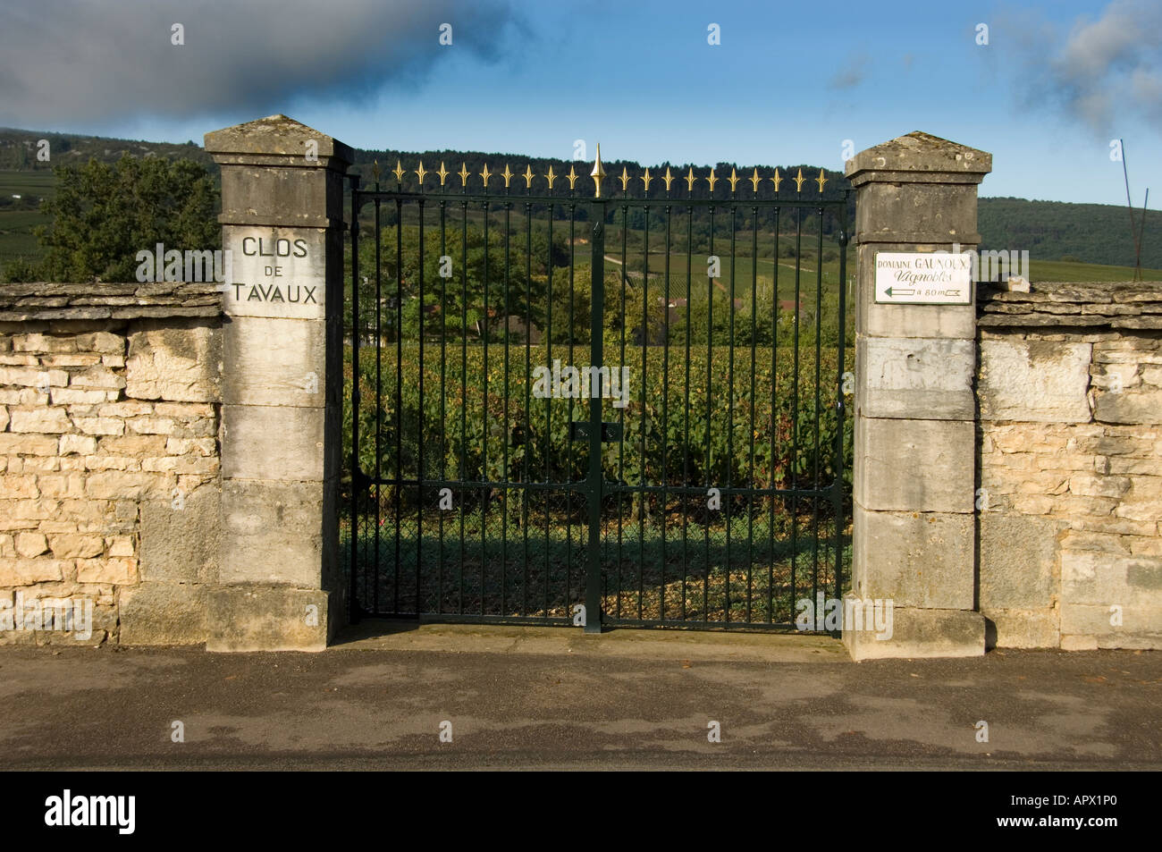 Meursault Clos de Tavaux monopole vineyard gateway and walls, Burgundy ...