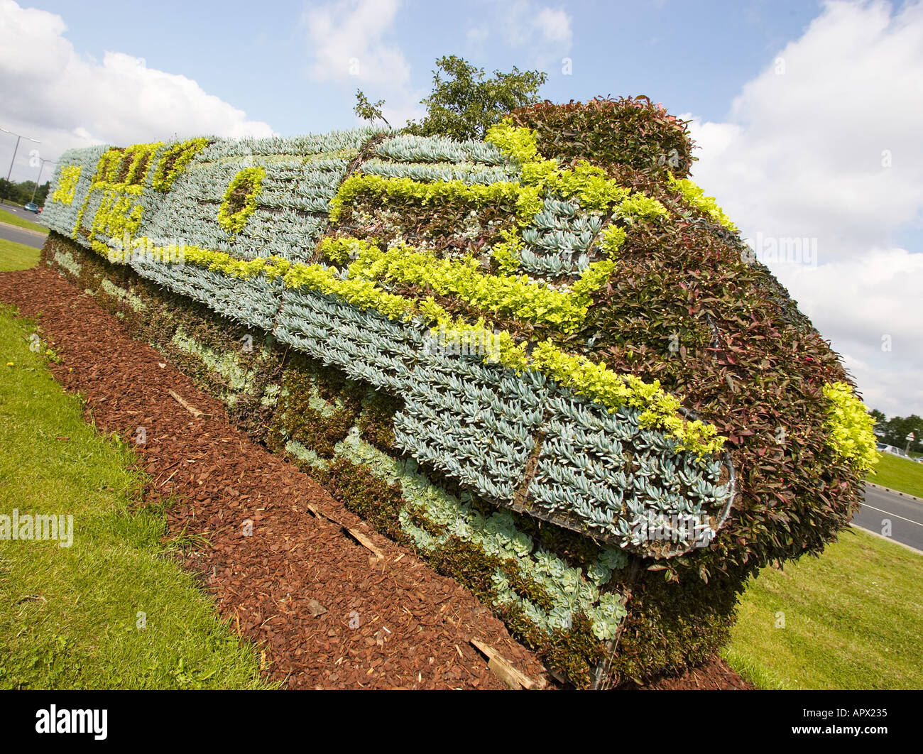 Floral topiary display Mallard train Doncaster South Yorkshire UK Stock ...