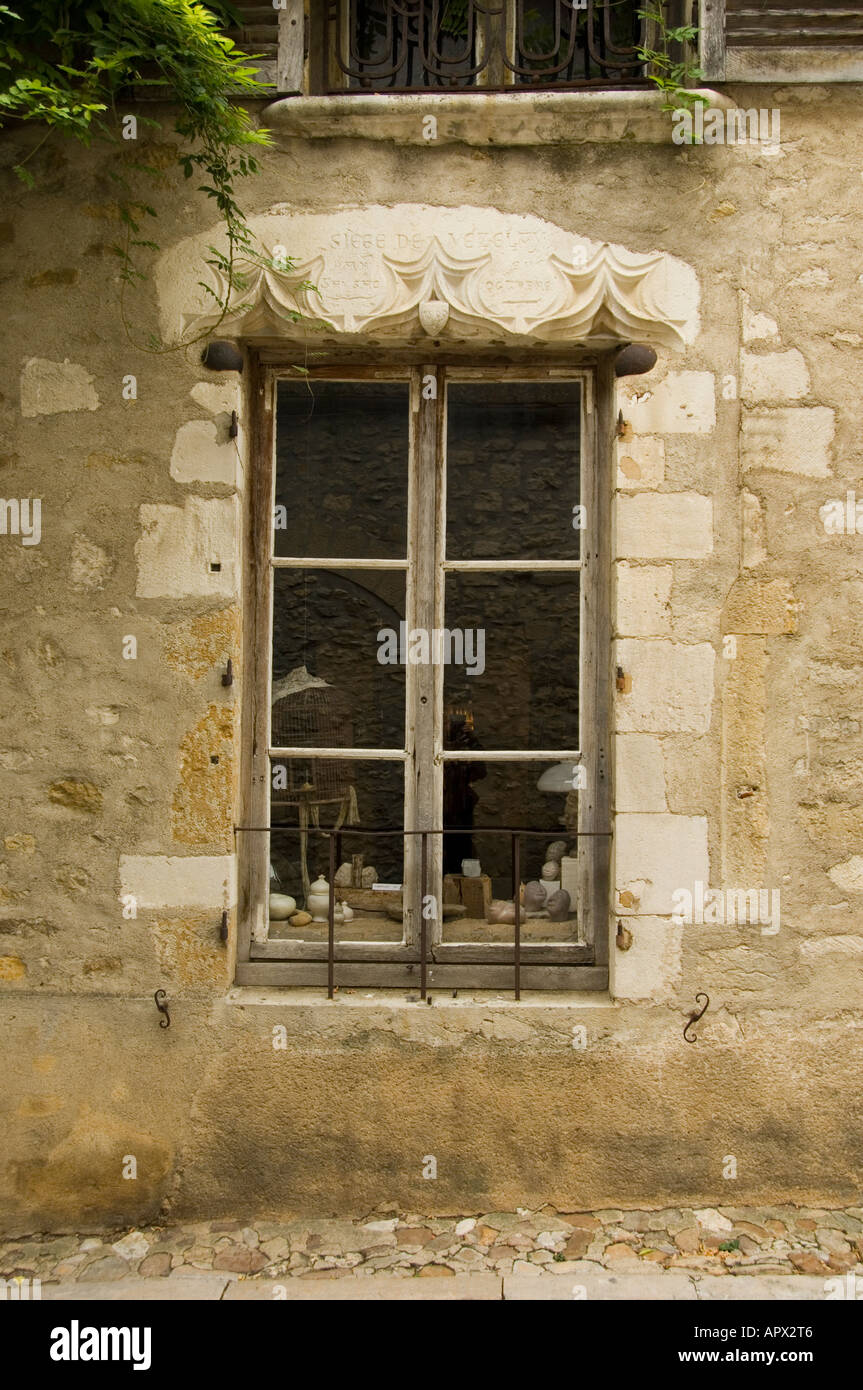 Window on medieval building in Vezelay, Burgundy, France Stock Photo ...