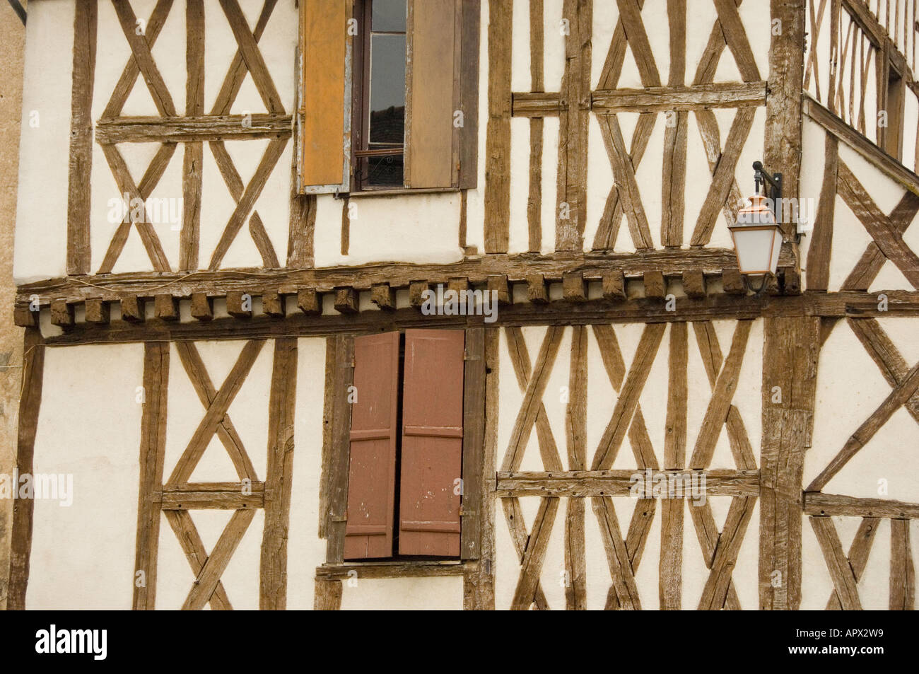 Wood frame building in Chablis town centre, Burgundy, France Stock ...